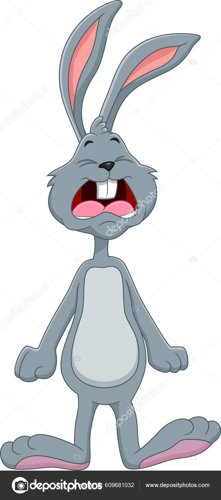 Cartoon Cute Rabbit Crying White Background Stock Vector by ...