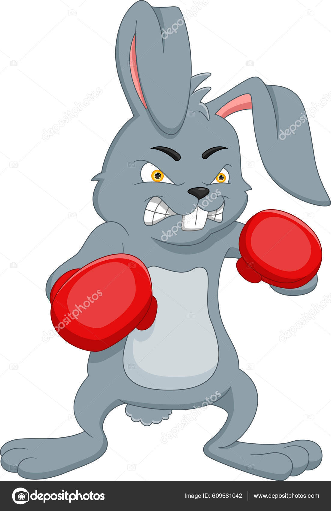 Cute Rabbit Boxing Cartoon White Background Stock Vector by ...