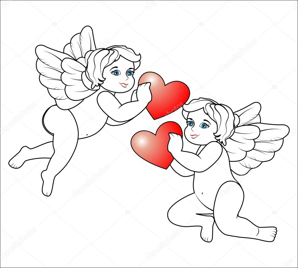 Two Angels In Love Drawing