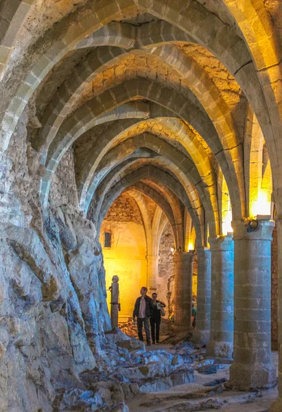 Chillon medieval castle vault room, Geneva, Switzerland. - Stock Image ...