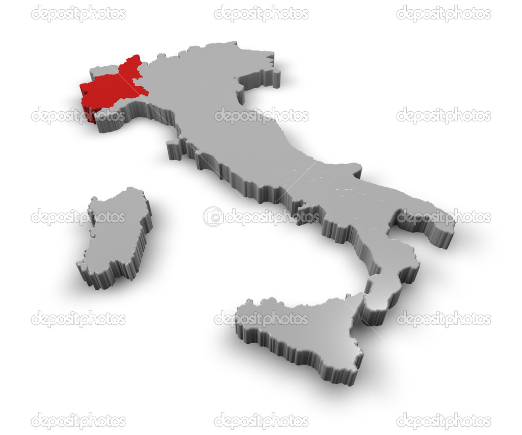 Mapa de Italia Regiones Piamonte 2024