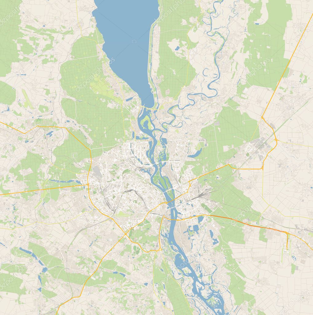 Mapa de la capital de Ucrania, Kiev. Edificios y centro de ciudad ...