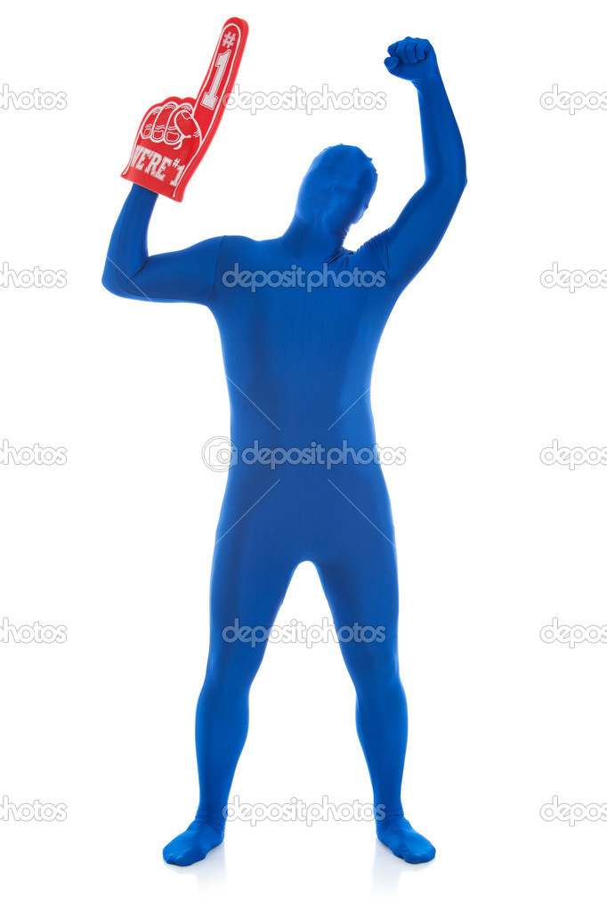 Blue: Man Cheering with Foam Finger Stock Photo by ©sjlocke 30628283
