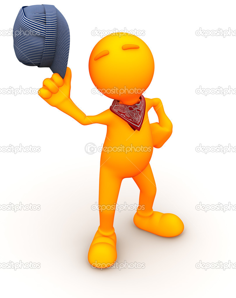 3d Guy: Orange Man in Train Engineer Hat Stock Photo by ©sjlocke 35812607