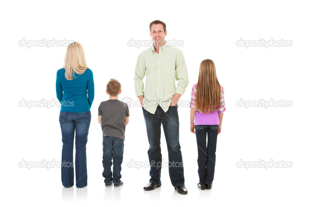Family: Dad Smiles While Family is Turned About — Stock Photo © sjlocke ...