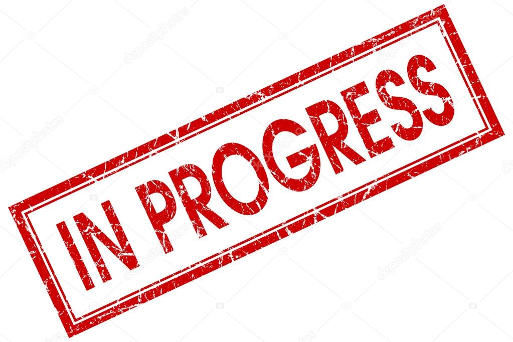 In progress square red grunge stamp — Stock Photo © Aquir014b #34247749