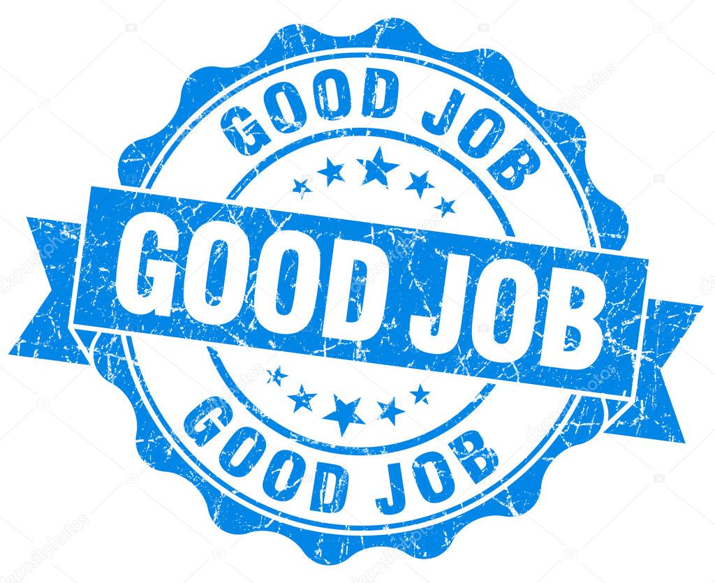 grunge buen trabajo ronda sello azul — Fotos de Stock © Aquir014b #34370567