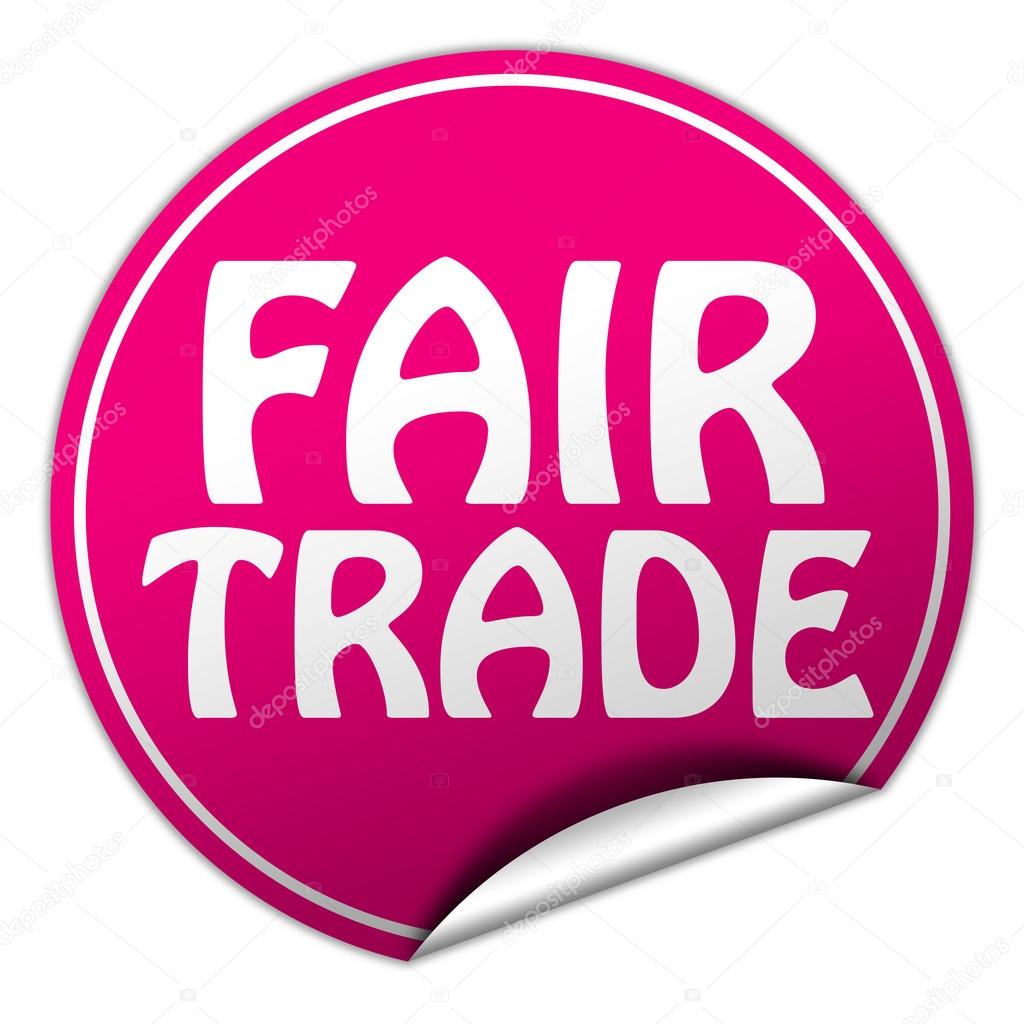 FAIR TRADE round pink sticker on white background — Stock Photo ...