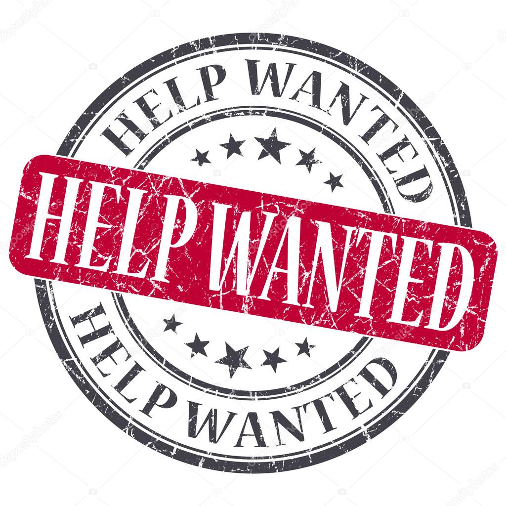 Help Wanted red grunge round stamp on white background — Stock Photo ...