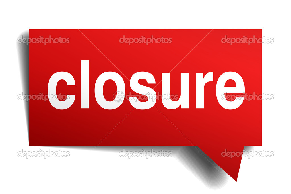 Closure red 3d realistic paper speech bubble isolated on white Stock ...