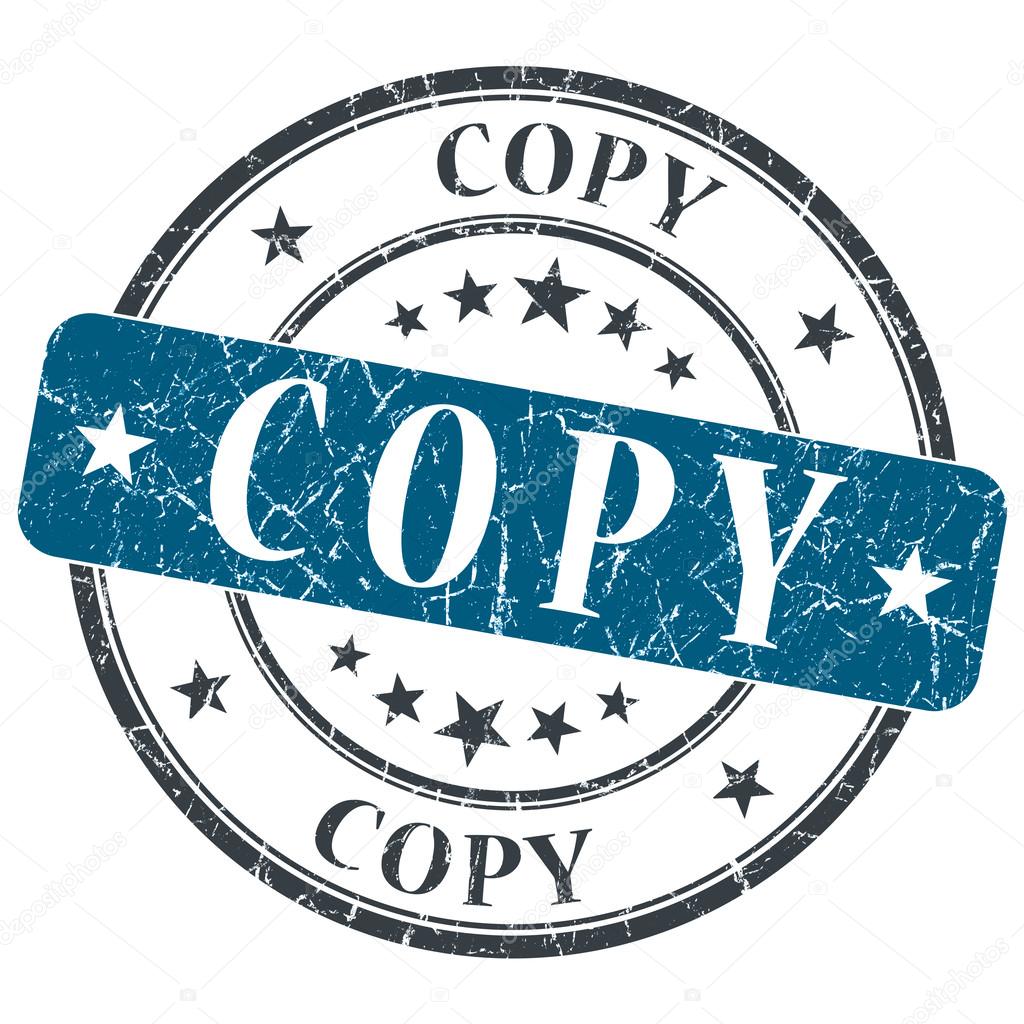Copia azul redondo grungy sello aislado sobre fondo blanco 2024