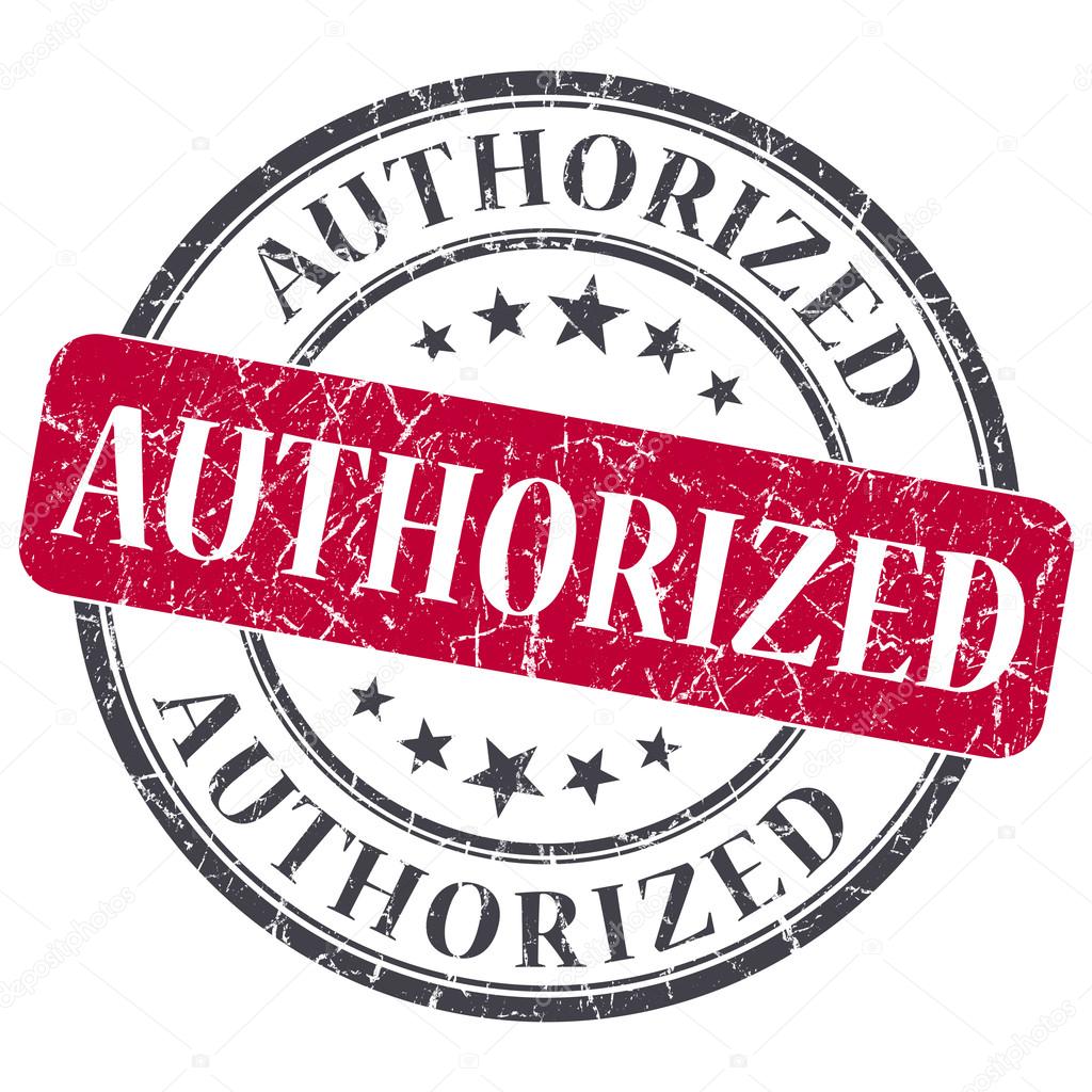 Autorizado sello Grunge redondo rojo aislado sobre fondo blanco — Foto ...