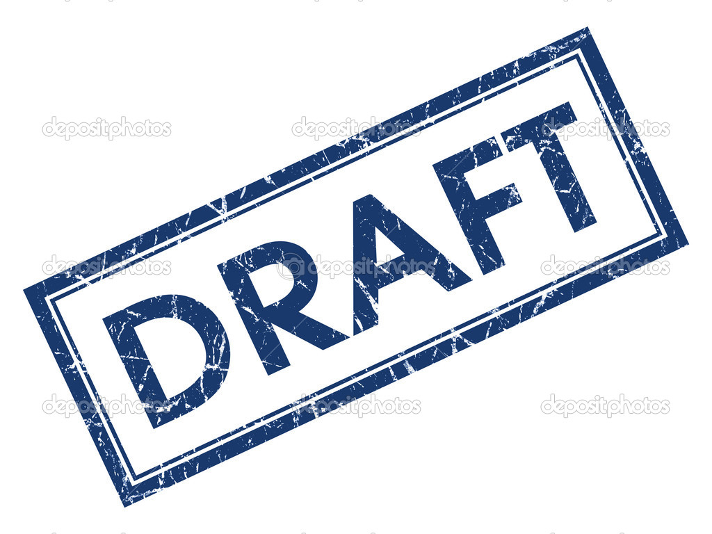 Draft blue square grungy stamp isolated on white background — Stock ...