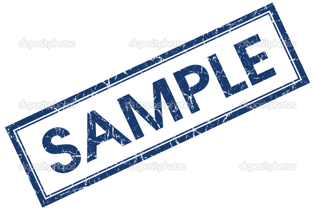 Sample blue square grungy stamp isolated on white background Stock ...