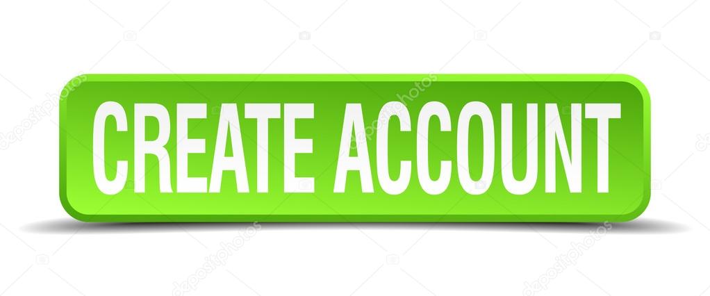 Create account green 3d realistic square isolated button Stock Vector ...
