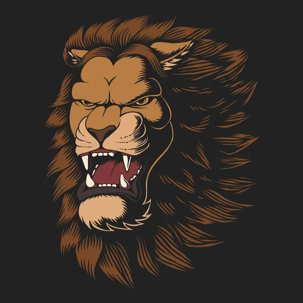 Lion Pink Head Angry Roaring Vector Illustration Stock Vector by ...