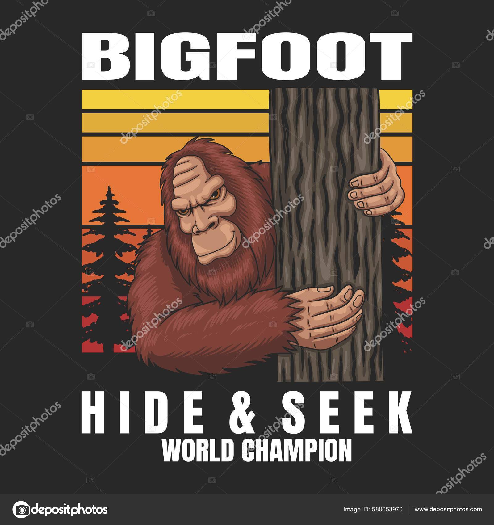 Bigfoot Hiding Tree Retro Vector Illustration Stock Vector by ©andypp ...