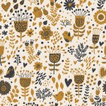 Red colored seamless pattern with cute birds and flowers. Seamless ...