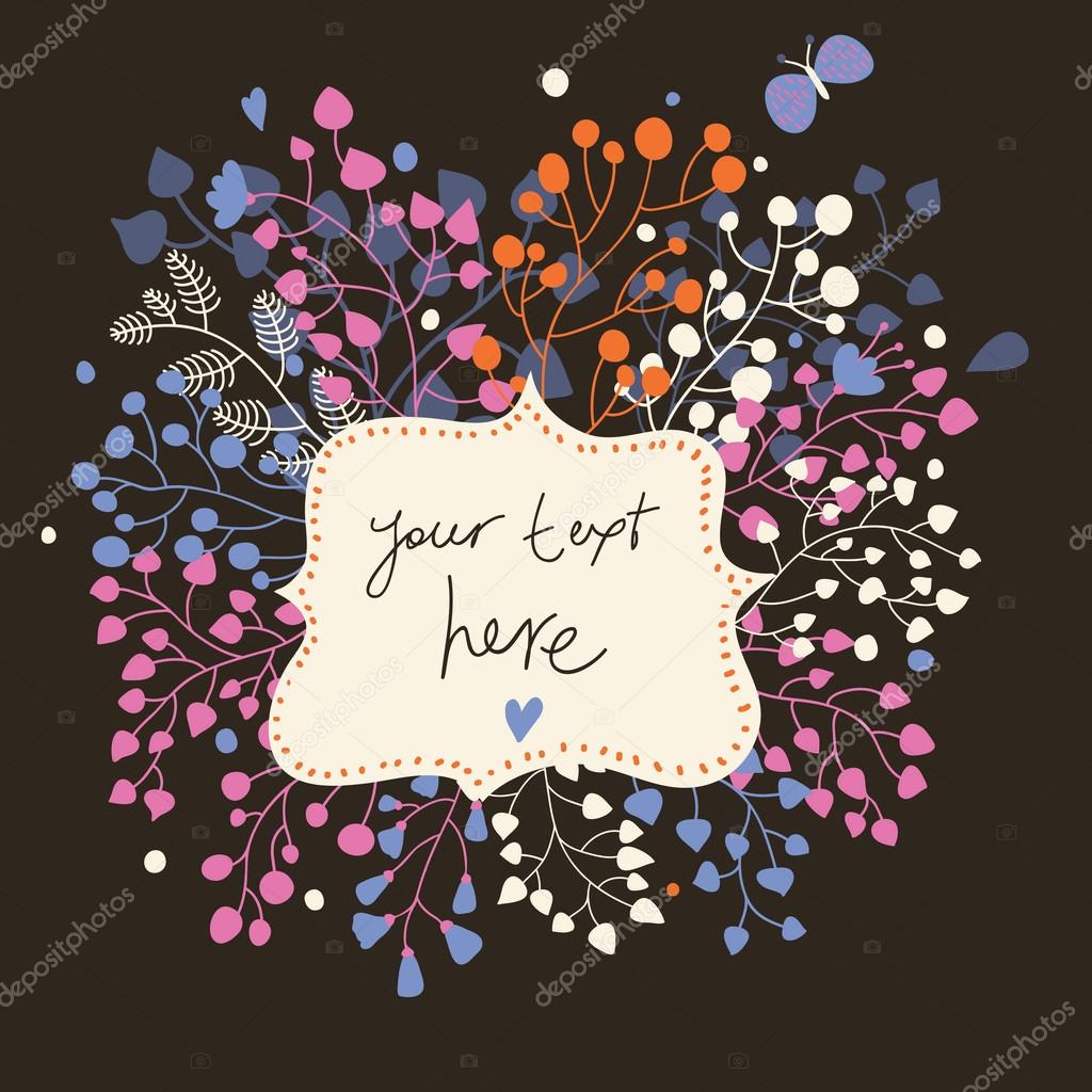 Abstract floral card. Textbox in flowers cute vector background Stock ...