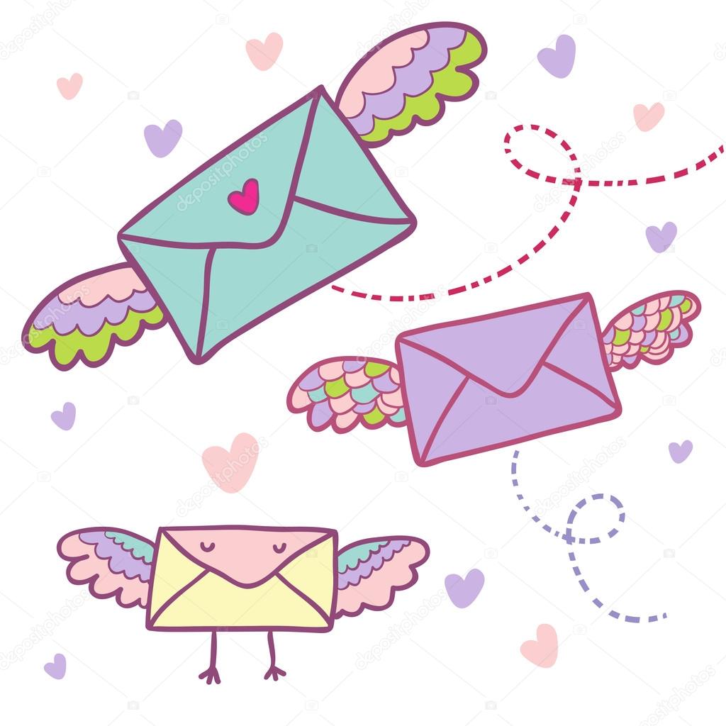 Flying mail symbol - cartoon envelopes Stock Vector Image by ...