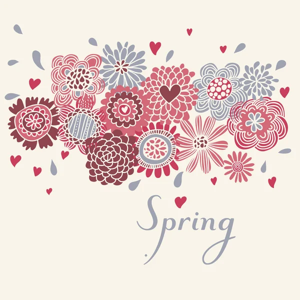 Spring floral background with cartoon bird Stock Vector Image by ...