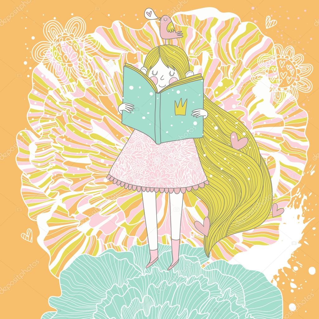 Book reading princess in pastel colors. — Stock Vector © smilewithjul ...