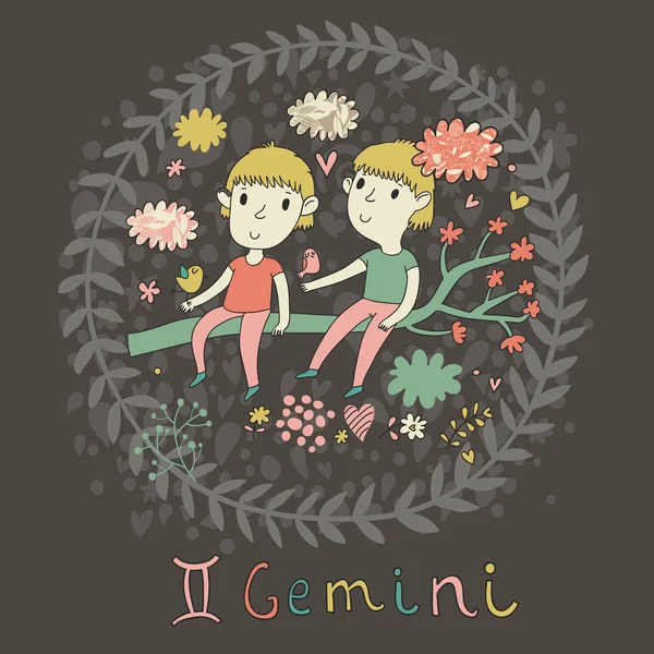 Cute zodiac sign - Gemini. Stock Vector Image by ©smilewithjul #44230027