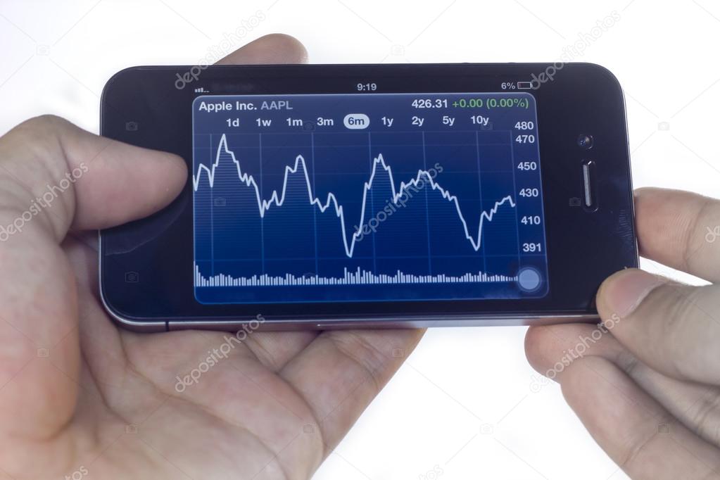 Hand holding mobile smart phone with mobile banking — Stock Photo ... Hand holding mobile smart phone with mobile banking — Stock Photo ...