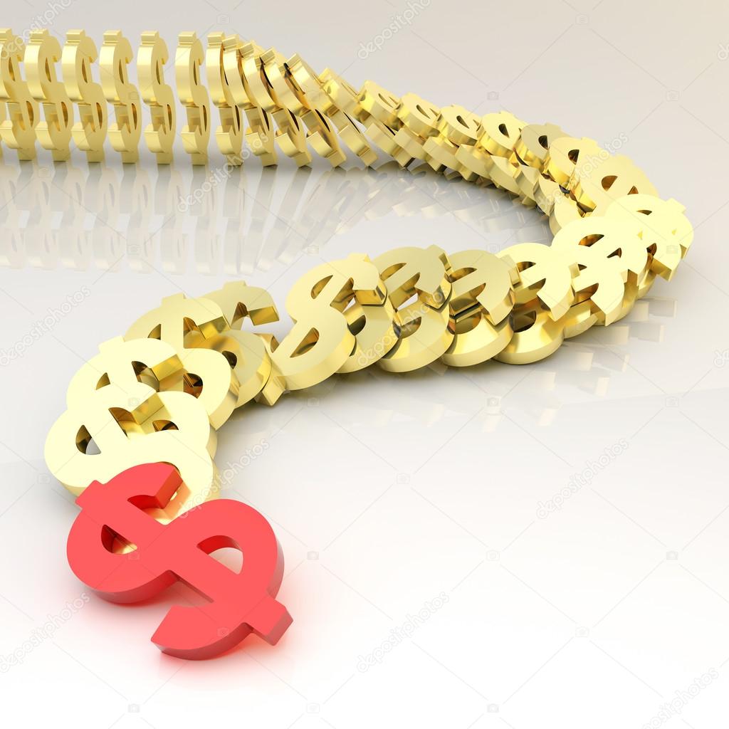 Dollar symbols falling in domino effect — Stock Photo © exopixel #49080031