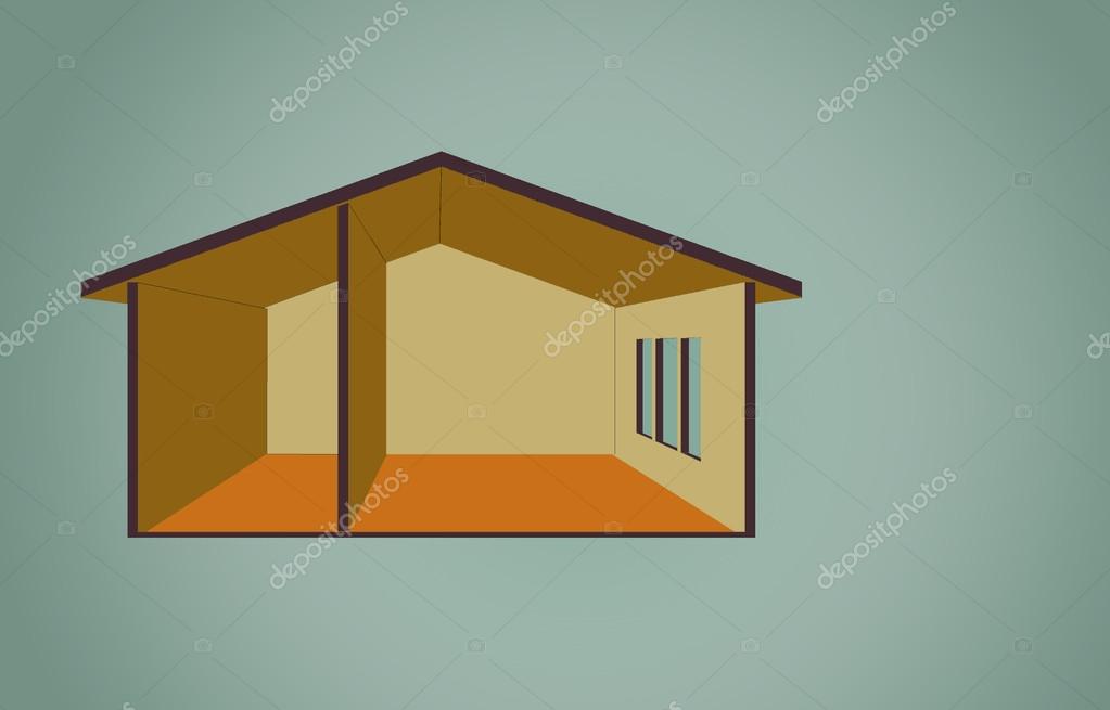 Dibujo de una casa vacía con una escalera en la sección del color ...