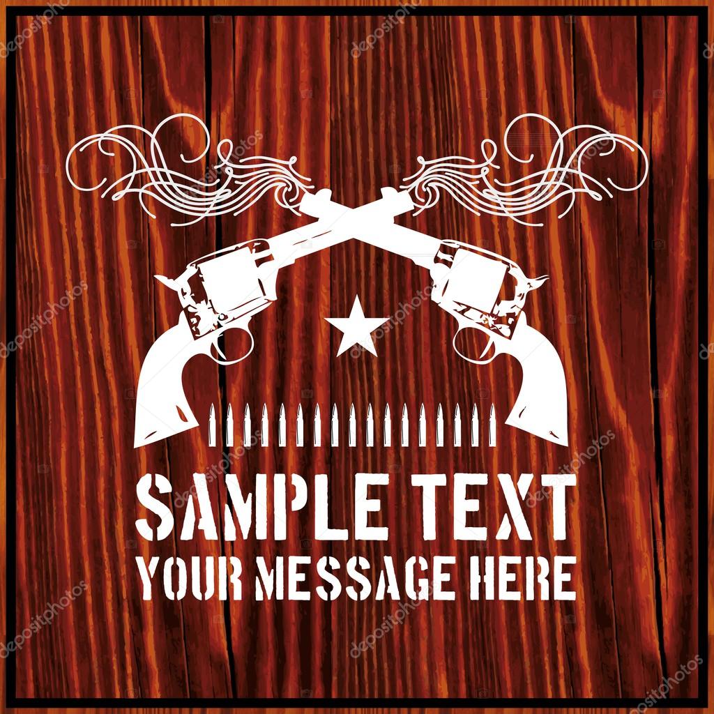Dual revolvers with text on wooden background Stock Vector Image by ...