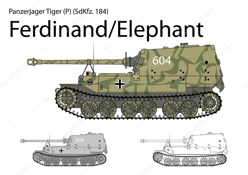 German WW2 Ferdinand (or Elephant) tank destroyer Stock Illustration by ...