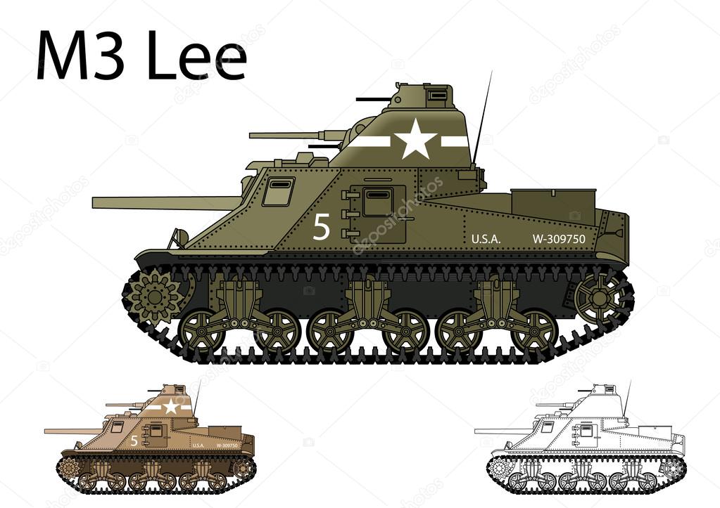 American WW2 M3 Lee medium tank Stock Vector Image by ©hunorolah #24830195