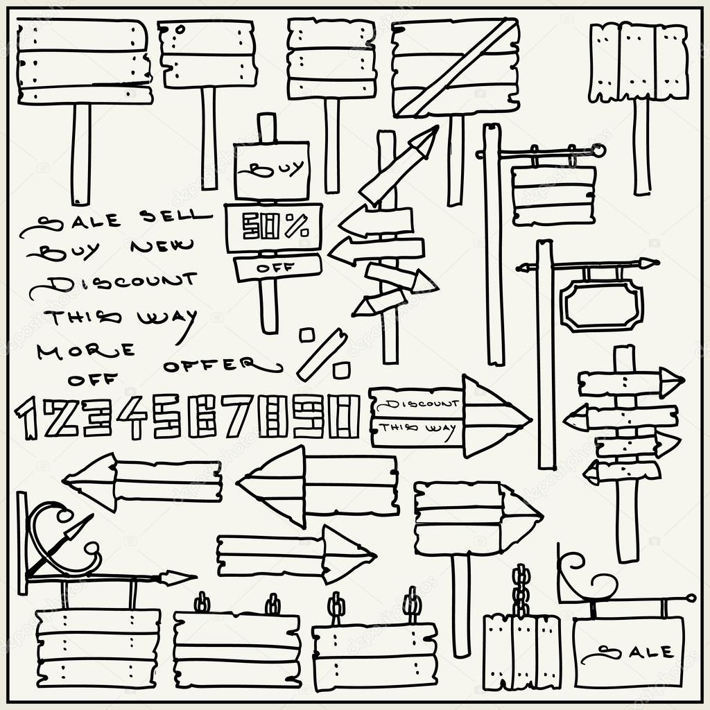 Hand drawn wooden signs and arrows ⬇ Vector Image by © hunorolah ...