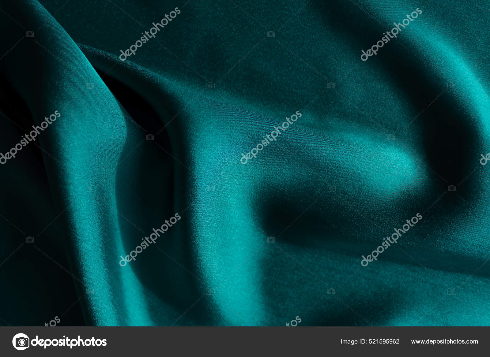 Blue Green Satin Fabric Smooth Silk Fabric Cut Table Shiny — Stock ...
