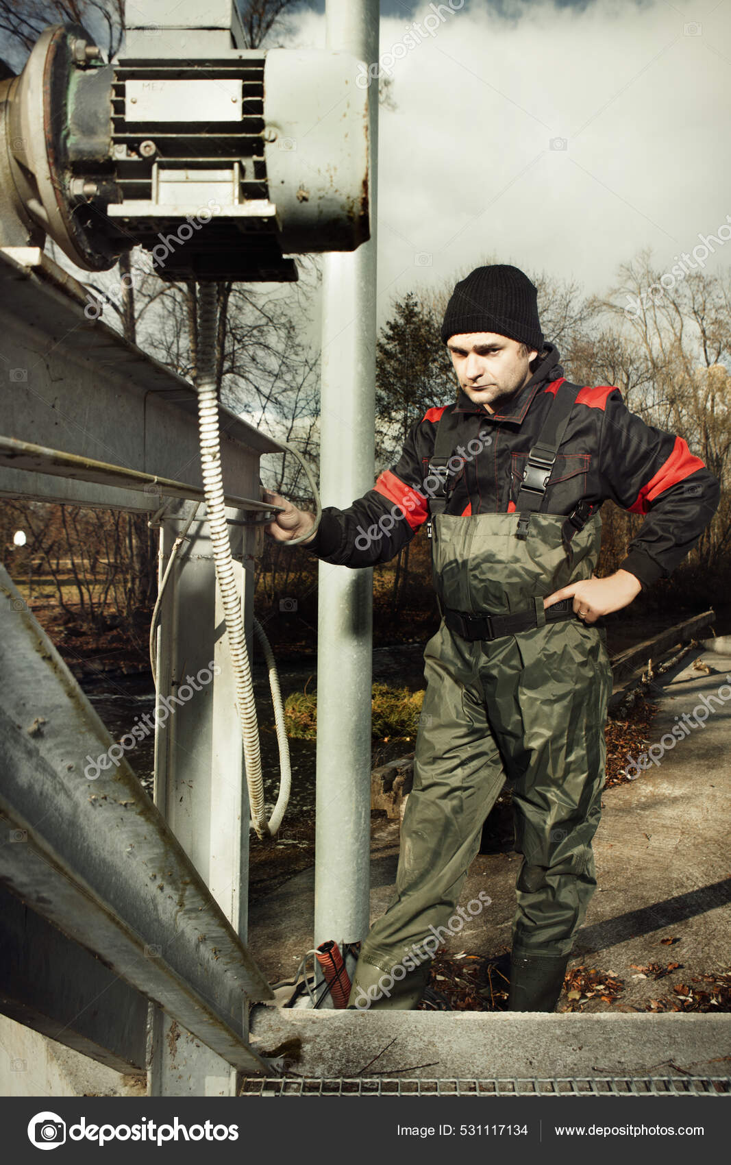 Worker Launching Micro Hydropower Plant Small River — Stock Photo ...