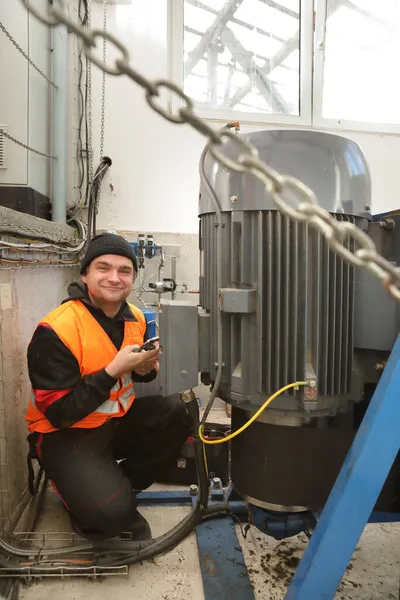 Worker Launching Micro Hydropower Plant Small River Stock Photo by ...