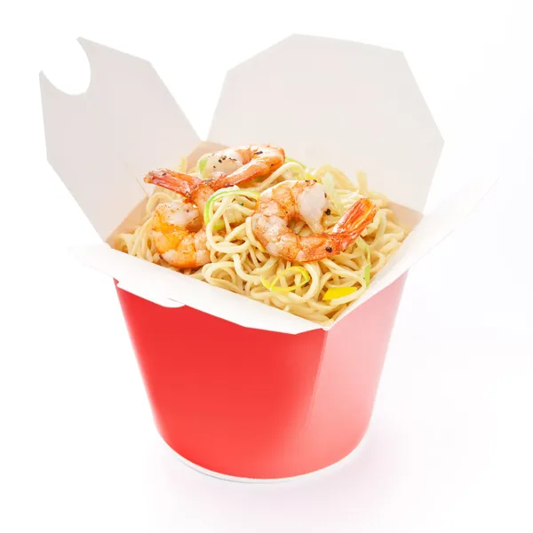 Noodles in take-out box on white background — Stock Photo © lisovskaya ...