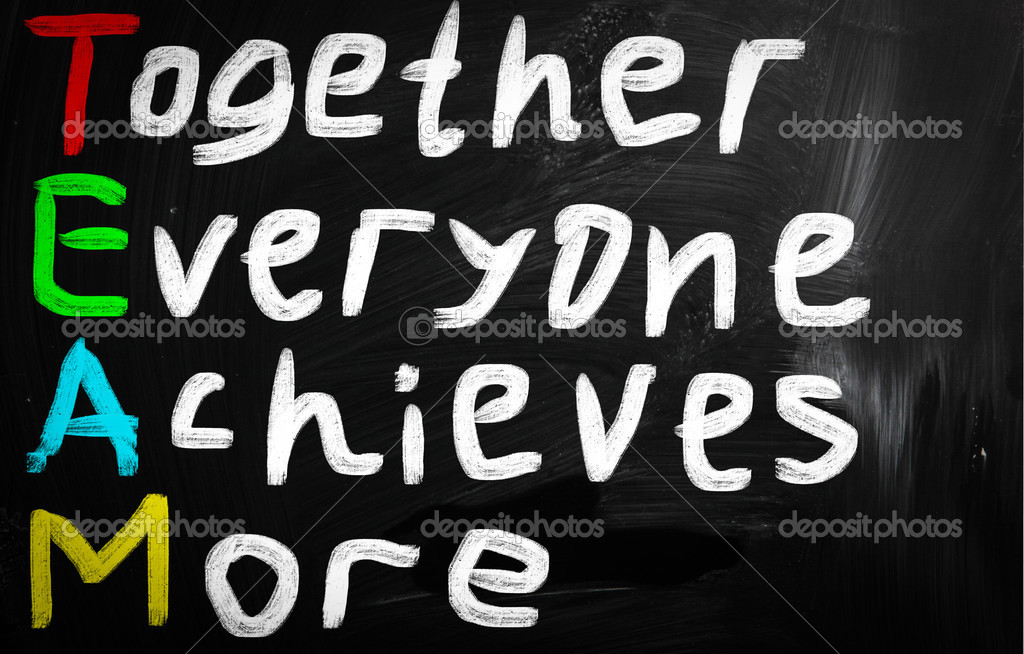 Team acronym white chalk handwriting on blackboard — Stock Photo ...