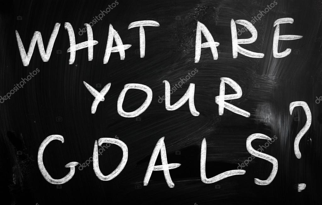 "what are your goals" handwritten with white chalk on a blackboa ...