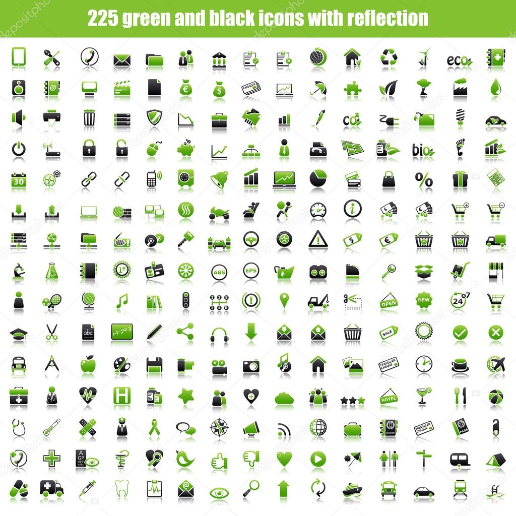Green and black icons with reflection Stock Vector Image by ©spiral ...