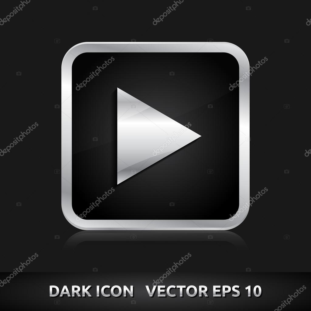 Play arrow icon silver metal — Stock Vector © Betavid #49768821
