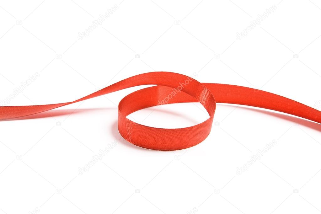 Shiny red satin ribbon on white background Stock Photo by ©kamyshev12 ...