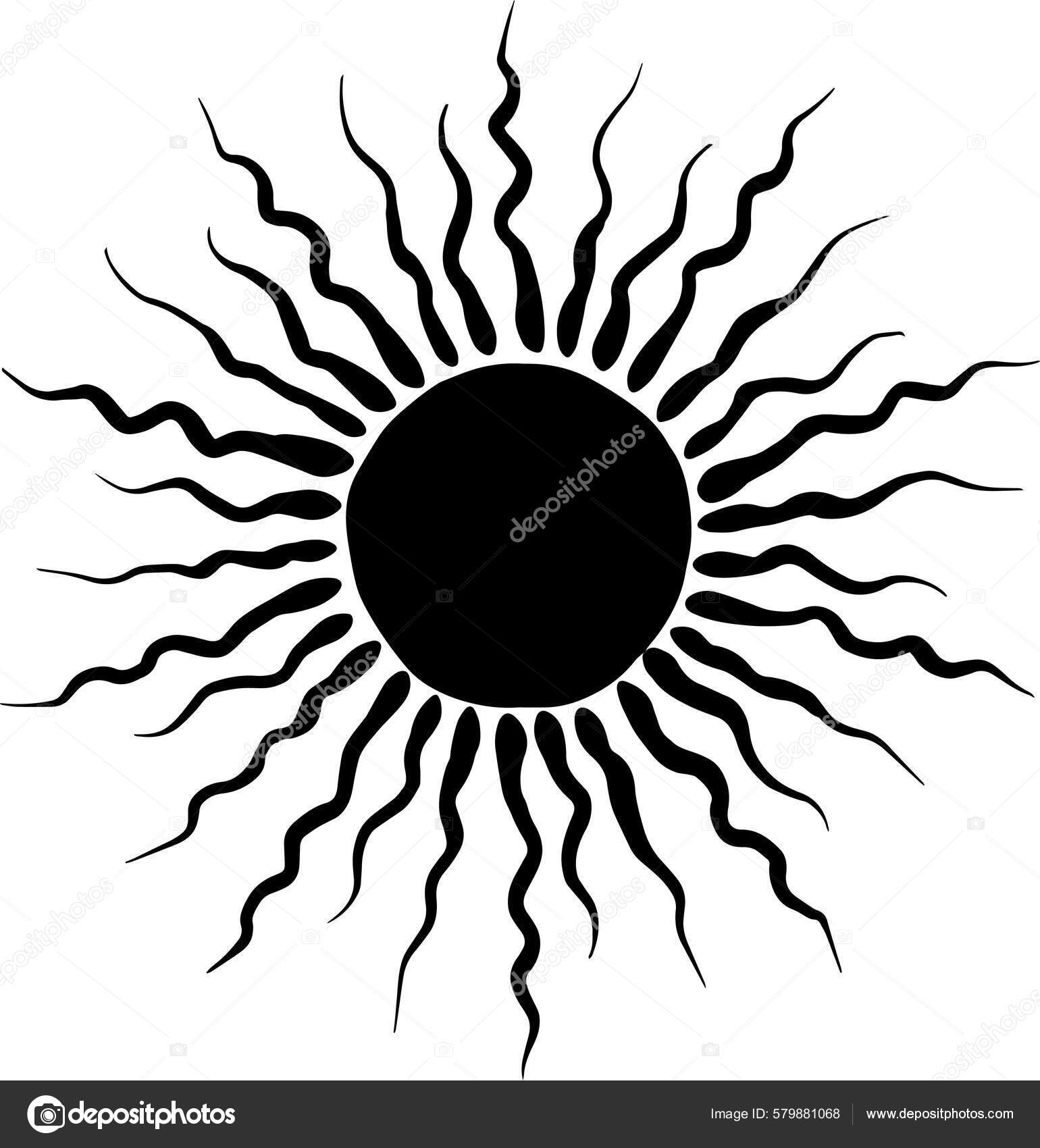 Dibujo De Rayos De Sol En Blanco Y Negro Silueta De Sol Sobre Fondo