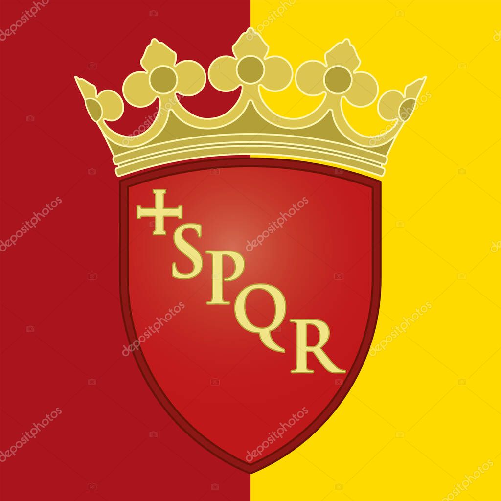Escudo y bandera de Roma, Italia, ilustración vectorial 2022