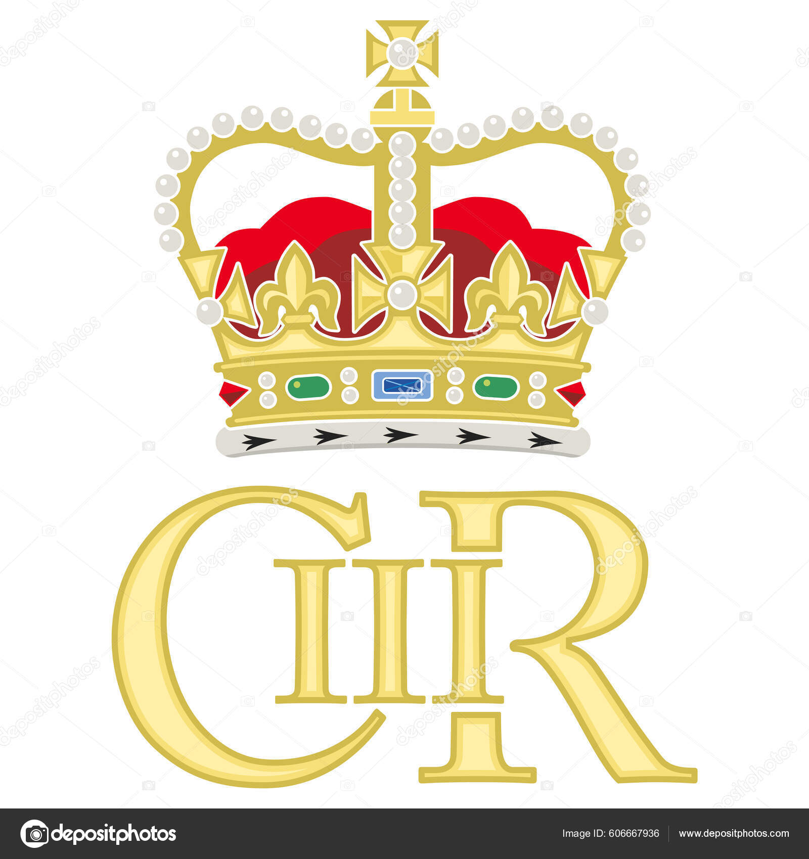 Britisk Kongelig Krone Logo Flat Crown Met Britse Vlag Queen Emblem,