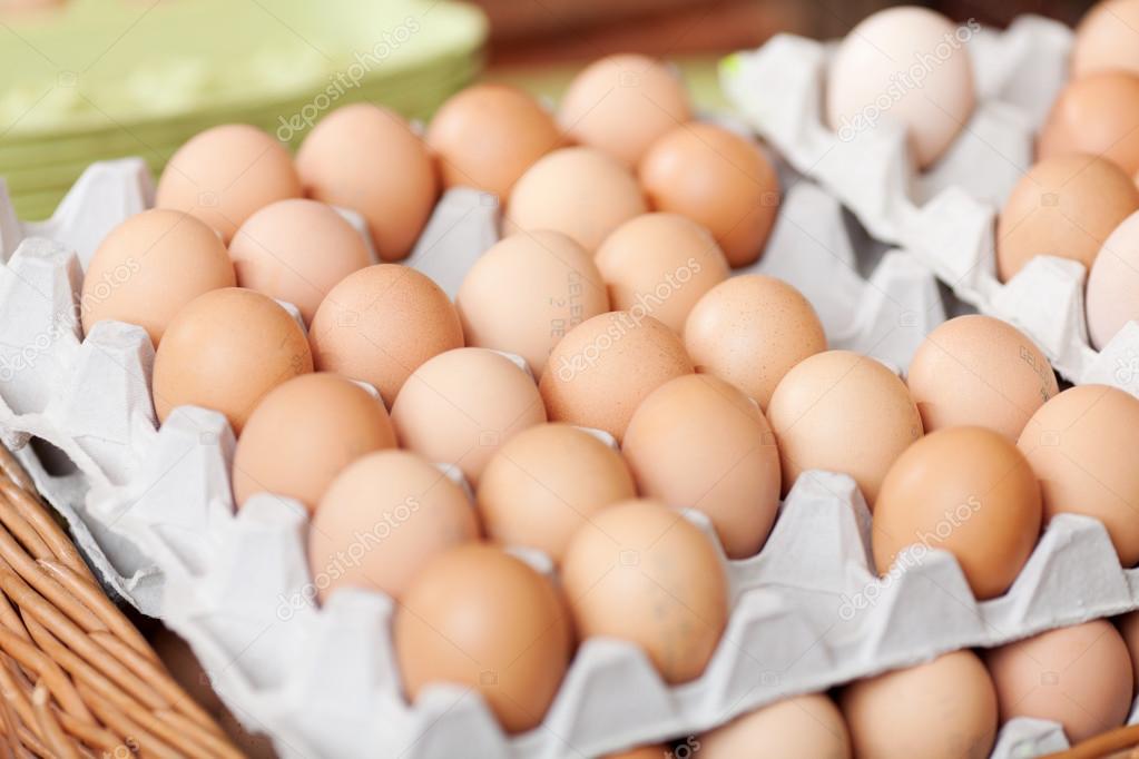 Cardboard box of fresh eggs Stock Photo by ©racorn 26944017