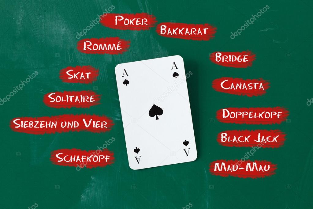Ace card surrounded by game names on blackboard — Stock Photo © racorn ...