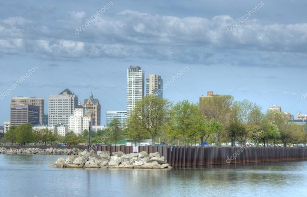 Milwaukee Skyline from the Lake Michigan View — Stock Photo ...