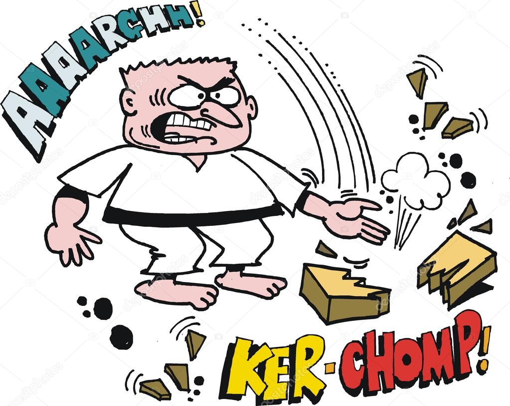 Vector cartoon of karate man chopping brick Stock Vector Image by ...